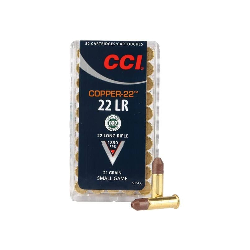 CCI Copper-22 22 LR 21gr Non-Lead HP - 50 Rounds 925CC at Glen's