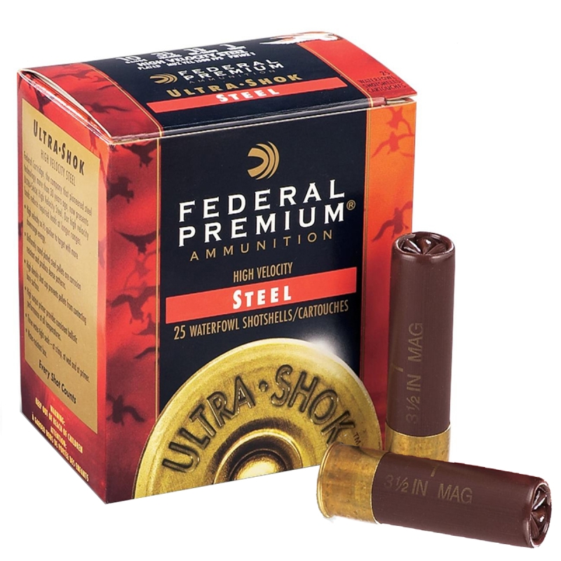 Federal Ultra-Shok 12 Gauge 3.5" 1.5oz #3 Steel Shot - 25 Rounds PW134 ...